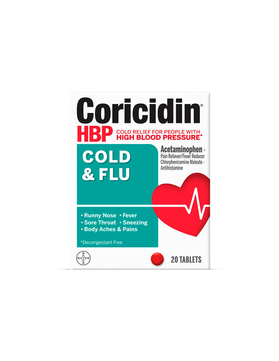 Coricidin HBP Tabletas para aliviar el resfriado y la gripe, presión a ...