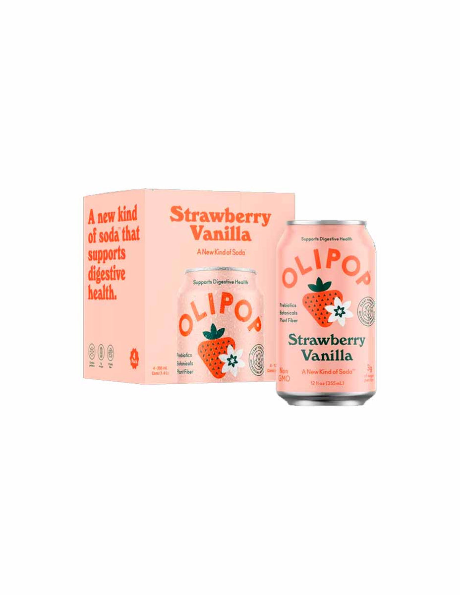 OLIPOP refresco prebiótico sabor fresa vainilla 4 pack – Dulce Alcance